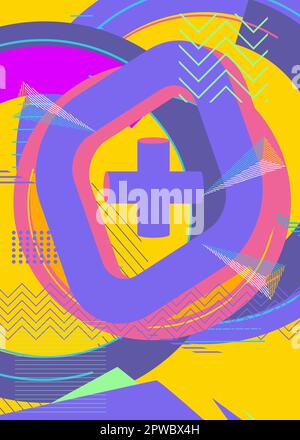 Busy geometric vintage background poster. Abstract geometrical graphic ...