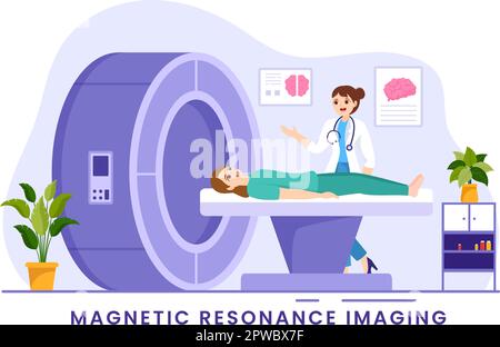 MRI or Magnetic Resonance Imaging Illustration with Doctor and Patient ...