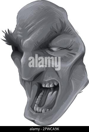 zombie face horror picture black and white colors. spooky apocalypse ...
