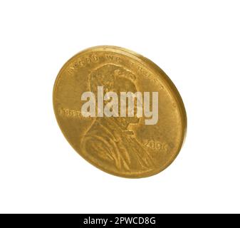 American one cent coin isolated on white Stock Photo - Alamy