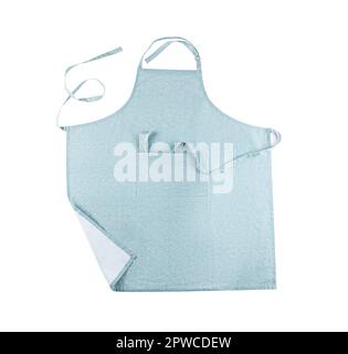 Light blue apron with pattern isolated on white, top view Stock Photo ...