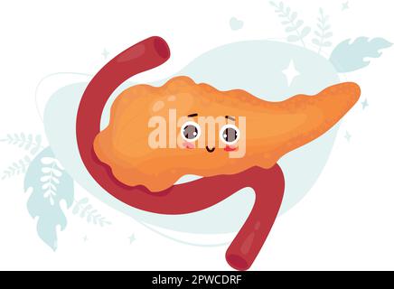 Pancreass. Human organ. Vector illustration in flat cartoon style ...
