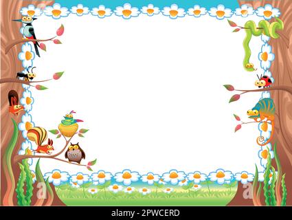Funny card with empty space for text. Vector illustration, A3-A4-A5 ...