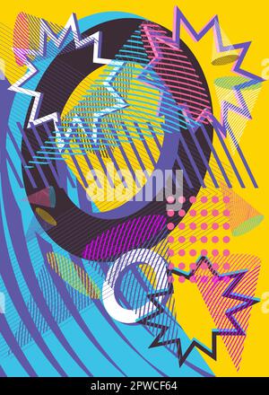 Busy geometric vintage background poster. Abstract geometrical graphic ...