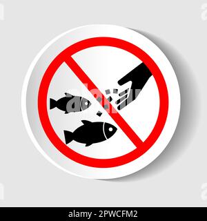 black icon forbidden to feed the fish. flat vector illustration Stock ...