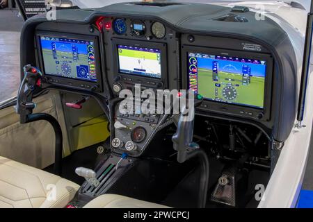 Modern pilot instrument panels with displays in the cockpit ...