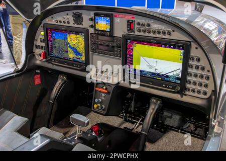 Modern pilot instrument panels with displays in the cockpit ...