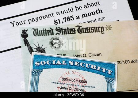 Corner of Social Security Administration annual statement with social ...