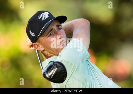 David Puig of Torque GC hits his shot on the tenth hole during the ...