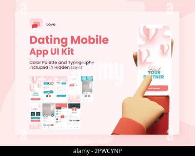 Dating App UI Kit for Responsive Mobile Application or Website with Multiple GUI Including Login ...