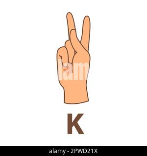 Hand showing letter F, sign language alphabet vector illustration ...