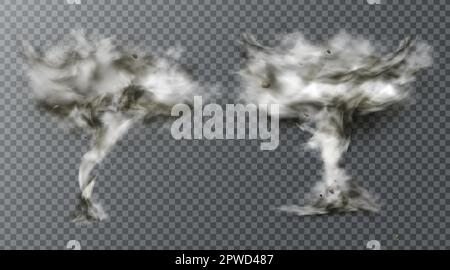 Realistic hurricane. Destruction tornado, dust wind twister whirlpool ...