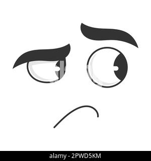Expression of surprise and uncertainty cartoon face vector illustration ...