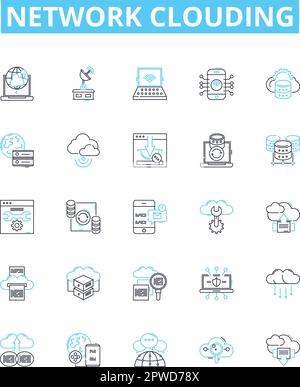 Network clouding vector line icons set. Network, Clouding, Cloud, Computing, Networking ...