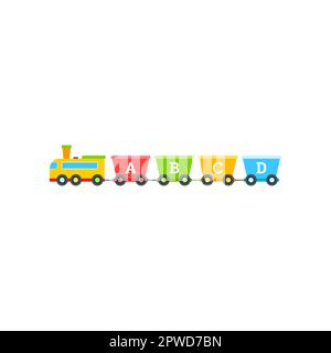Colorful toy train with carts cartoon illustration Stock Vector Image ...
