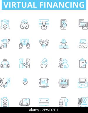 Virtual financing vector line icons set. Virtual, Financing, Money ...