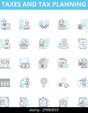 Taxes and tax planning vector line icons set. Taxes, Taxation, Taxation ...