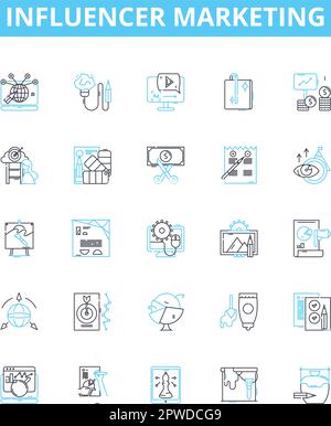 Influencer marketing vector line icons set. Influencer, Marketing ...