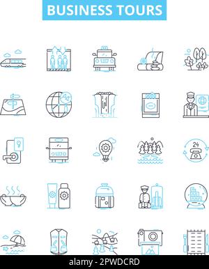 Business tours vector line icons set. Business, tours, corporate ...