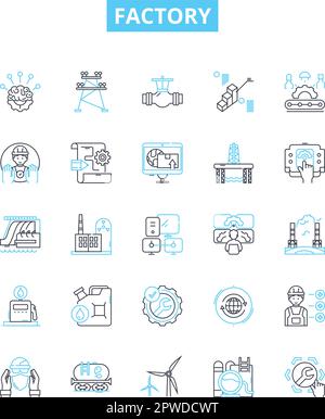 Industrial corporation line icons signs set. Design collection of ...