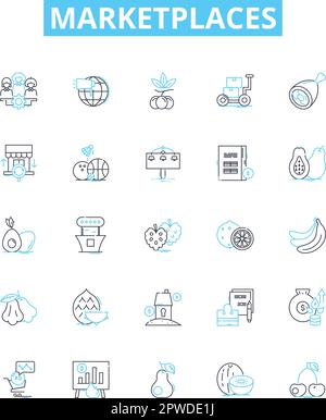 Selling icons, line symbols, web signs, vector set, isolated ...