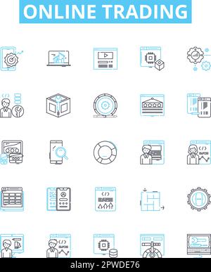 Online trading vector line icons set. Ecommerce, Trading, Investing ...