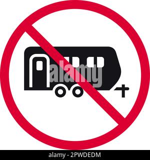 No camping cars prohibited sign, no caravan forbidden modern round ...