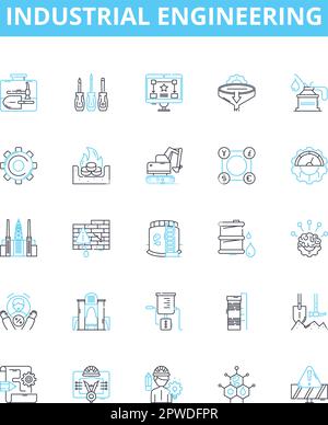 Facility management technology line icons collection. Automation, Integration, Optimization ...
