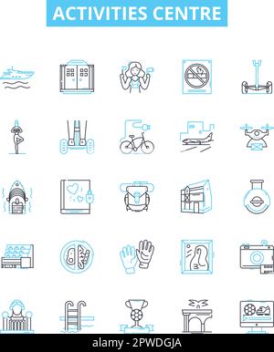 Activities centre vector line icons set. Activity, Centre, Outdoors ...