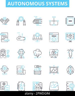 Autonomous systems vector line icons set. Autonomous, Systems, Robotics ...