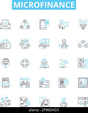 Microfinance vector line icons set. Microfinance, Loan, Finance ...