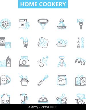 cookery icons, signs, outline symbols, concept linear illustration line ...