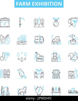 Farm exhibition vector line icons set. Farm, exhibition, agriculture ...