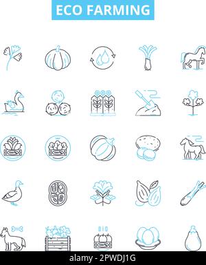 Regenerative agriculture line icon set. Organic farming symbols ...