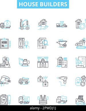 Architects vector line icons set. Design, Creativity, Vision, Blueprint, Structure, Planning ...