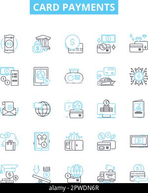 card payments icons, signs, outline symbols, concept linear ...