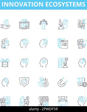 Innovation ecosystems vector line icons set. Ecosystem, Innovation ...