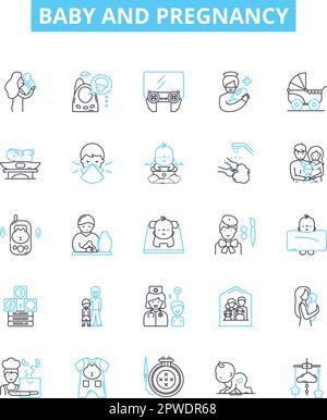Maternity line icons signs set. Design collection of Pregnancy ...