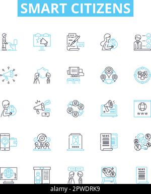 Smart citizens vector line icons set. Smart, Citizens, Intelligent ...
