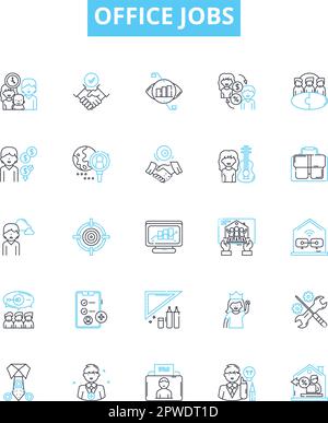 Office jobs vector line icons set. Clerical, Executive, Managerial ...