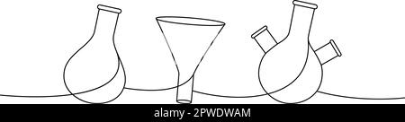 Filter funnel one line continuous drawing. Laboratory glass equipment ...