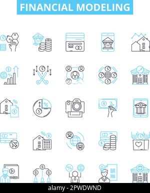 Financial modeling vector line icons set. Cashflow, Forecasting ...