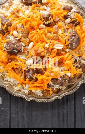 Kabuli pulao luxurious pilaf Afghan national dish closeup on the plate ...