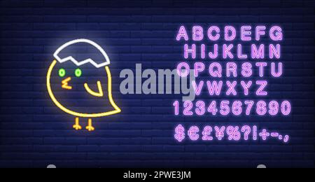 Chick with egg shell piece on head neon sign Stock Vector Image & Art ...