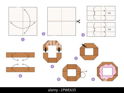 Origami tutorial for kids. Origami cute donut Stock Vector Image & Art ...