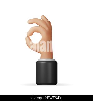 3D Hand Making OK Gesture Isolated. Render Hand make OK Symbol with ...