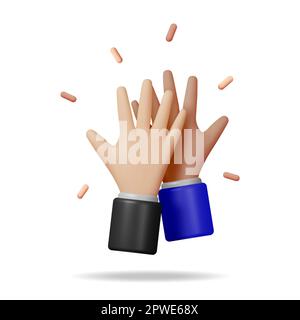 Two Open Hands for Greeting or High Five Gestures Set. Open Palms Line ...