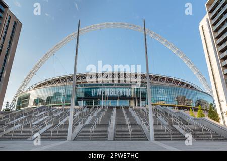Wembley Stadium and the Olympic Steps. Centenary '100' logo graphic on ...