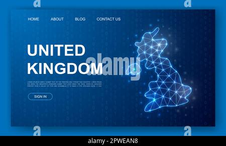 United Kingdom polygonal promotion banner. Horizontal low poly poster ...