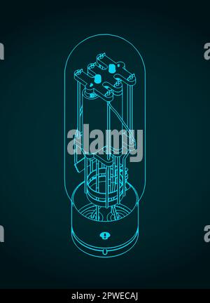 Stylized vector illustration of blueprints of vacuum tube Stock Vector ...